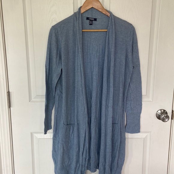 Chaps | Sweaters | Chaps Knit Light Blue Duster With 2 Pockets And Long ...